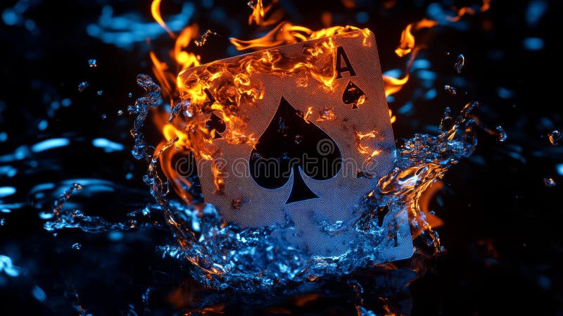 Fiery Ace of Spades Card Splashing in Water with Flames Stock Photo ...