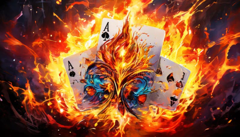 Fiery Ace of Spades Cards in a Powerful Explosion of Flames Stock Photo ...