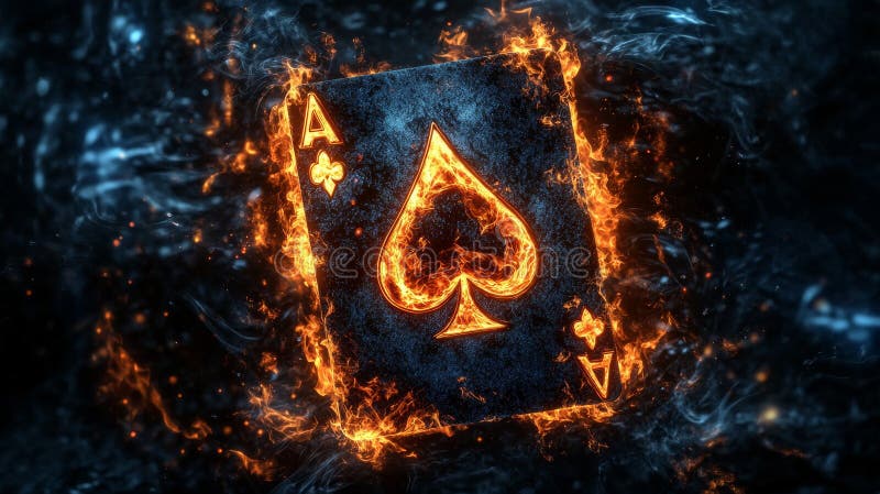 Fiery Ace of Spades Engulfed in Mystical Flames Stock Image - Image of ...