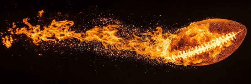 Fiery American Football Explosion a Football Engulfed in Flames on a ...