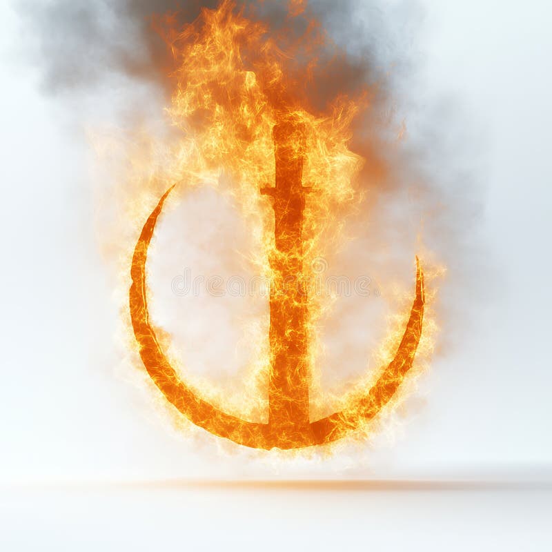 Fiery Anchor Symbol Burning in Smoke Abstract Design Graphic Stock ...