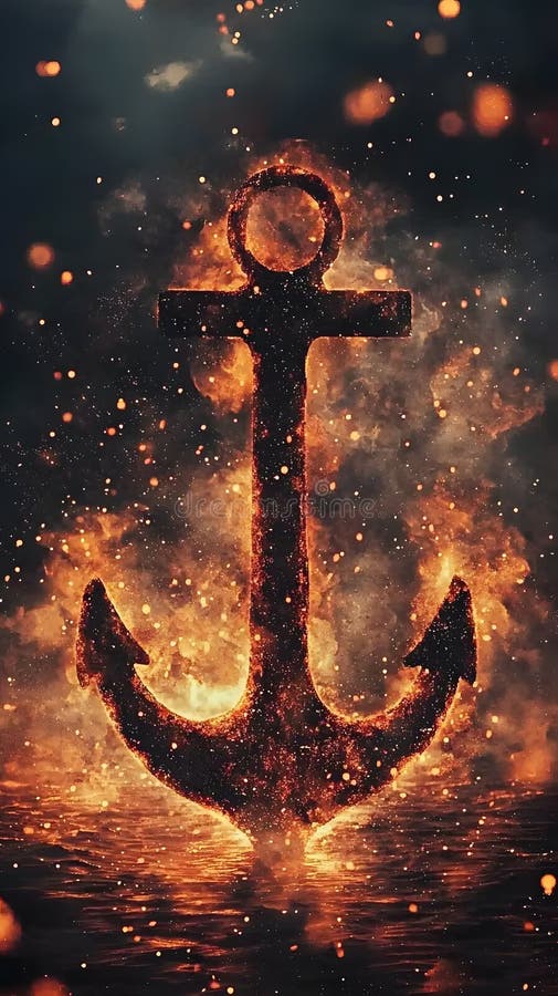 Fiery Anchor Symbolizing Strength and Stability. Stock Illustration ...