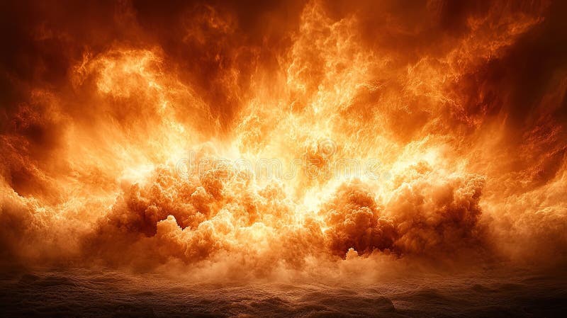 Fiery Apocalypse Sky, Dramatic Clouds, Inferno Background, Disaster Scene Stock Illustration ...
