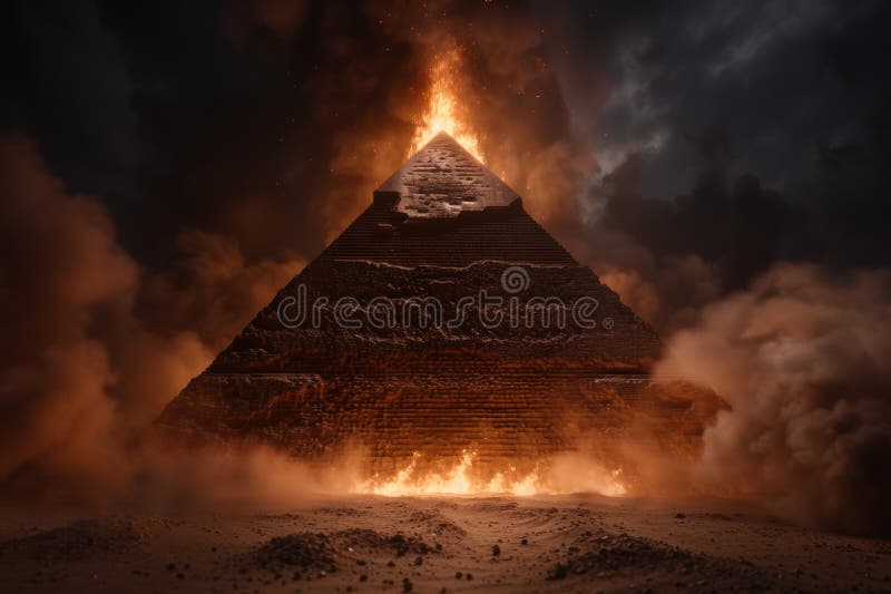 Fiery apocalyptic pyramid stock illustration. Illustration of ...