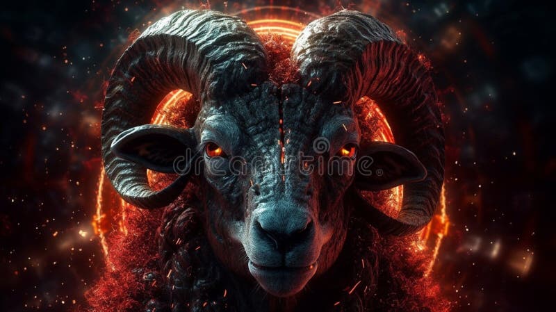 Fiery Aries Ram Symbol Ai Generated Stock Illustration - Illustration ...