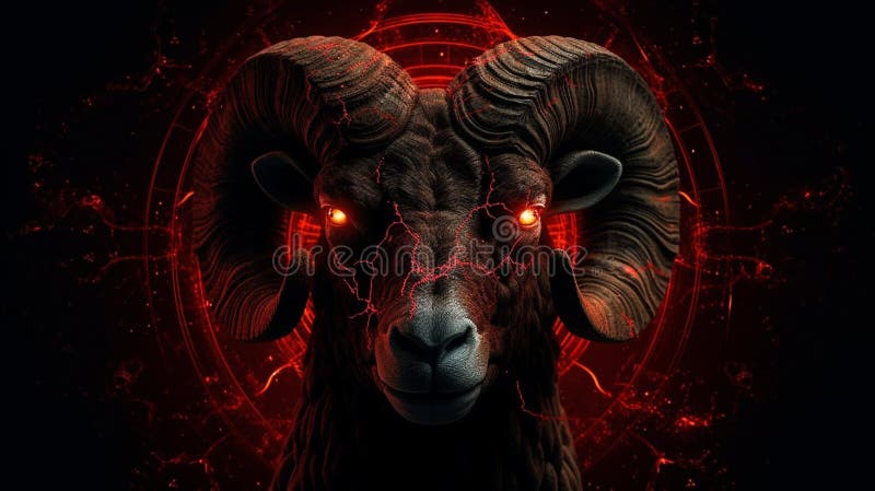 Fiery Aries Ram Symbol Ai Generated Stock Illustration - Illustration ...
