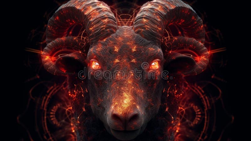 Fiery Aries Ram Symbol Ai Generated Stock Illustration - Illustration ...