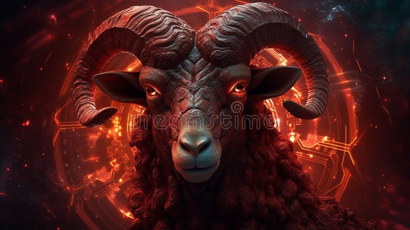 Fiery Aries Ram Symbol Ai Generated Stock Illustration - Illustration ...