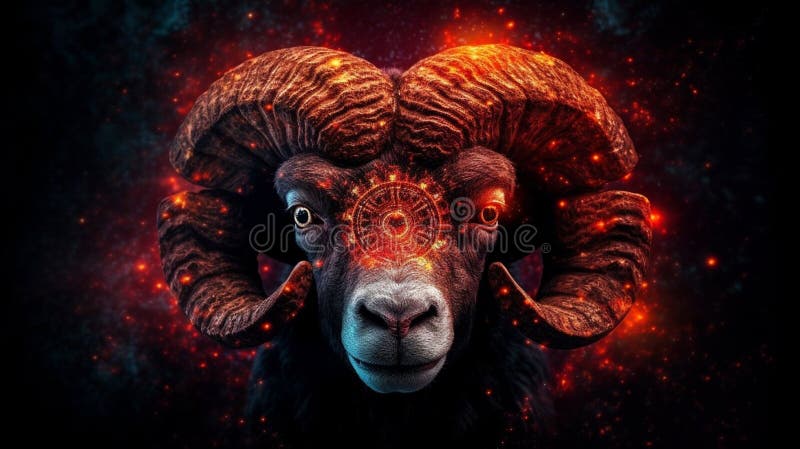 Fiery Aries Ram Symbol Ai Generated Stock Illustration - Illustration ...