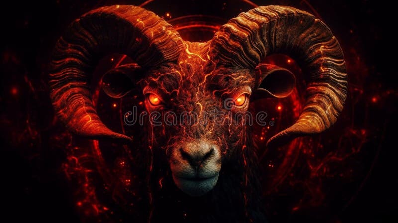 Fiery Aries Ram Symbol Ai Generated Stock Illustration - Illustration ...