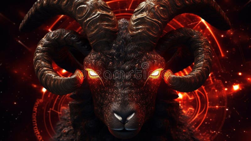 Fiery Aries Ram Symbol Ai Generated Stock Illustration - Illustration ...