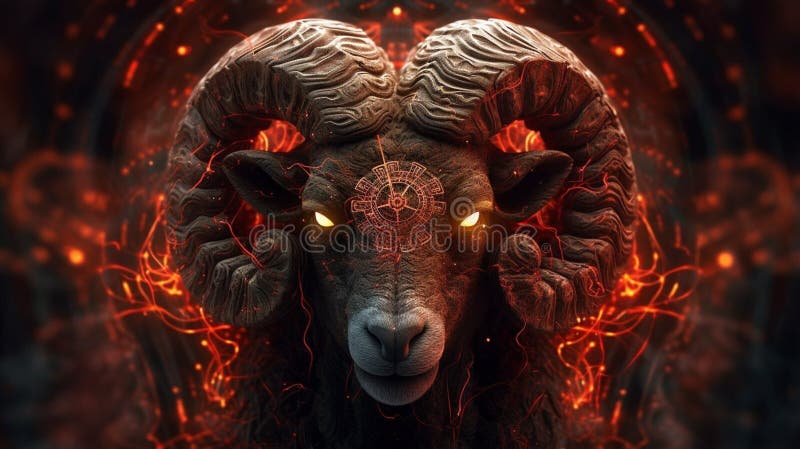 Fiery Aries Ram Symbol Ai Generated Stock Illustration - Illustration ...