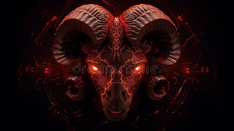 Fiery Aries Ram Symbol Ai Generated Stock Illustration - Illustration ...