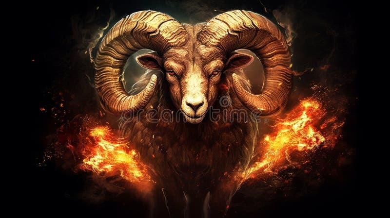 Fiery Aries Ram Symbol Ai Generated Stock Illustration - Illustration ...