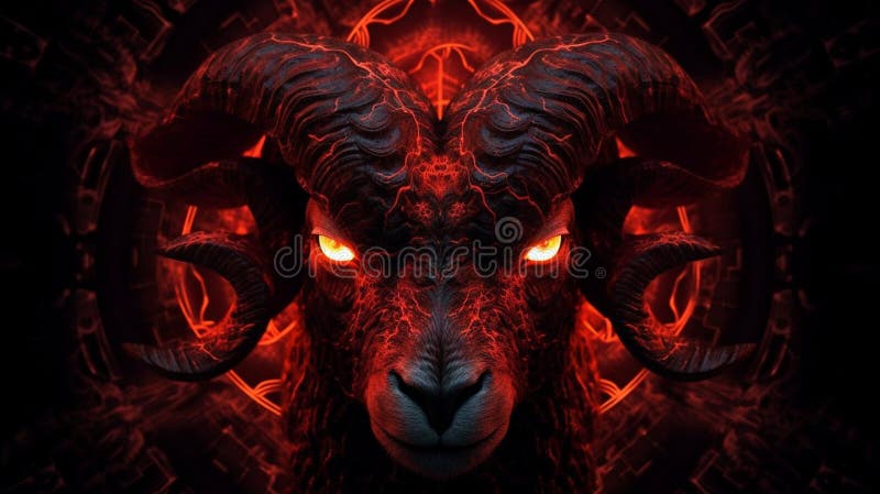 Fiery Aries Ram Symbol Ai Generated Stock Illustration - Illustration ...
