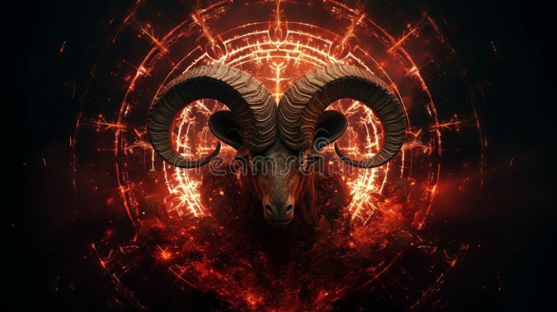 Fiery Aries Ram Symbol Ai Generated Stock Illustration - Illustration ...