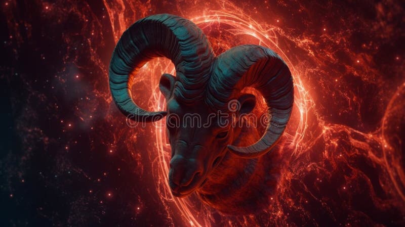 Fiery Aries Ram Symbol Ai Generated Stock Illustration - Illustration ...