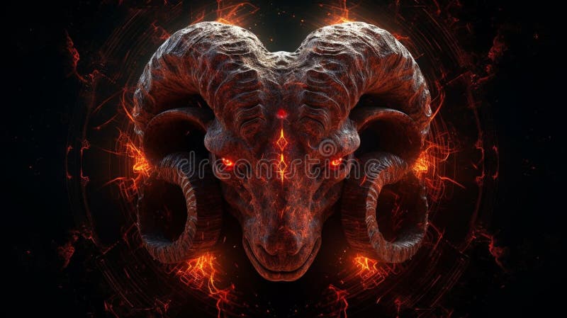 Fiery Aries Ram Symbol Ai Generated Stock Illustration - Illustration ...
