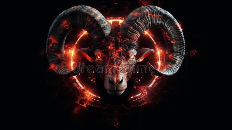 Fiery Aries Ram Symbol Ai Generated Stock Illustration - Illustration ...