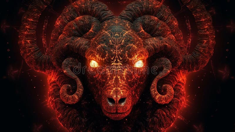 Fiery Aries Ram Symbol Ai Generated Stock Illustration - Illustration ...