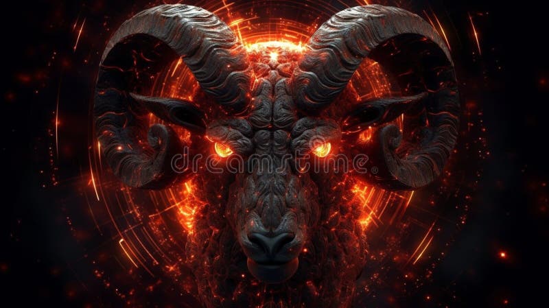 Fiery Aries Ram Symbol Ai Generated Stock Illustration - Illustration ...