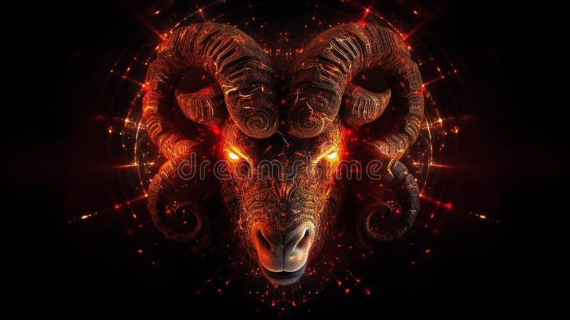 Fiery Aries Ram Symbol Ai Generated Stock Illustration - Illustration ...