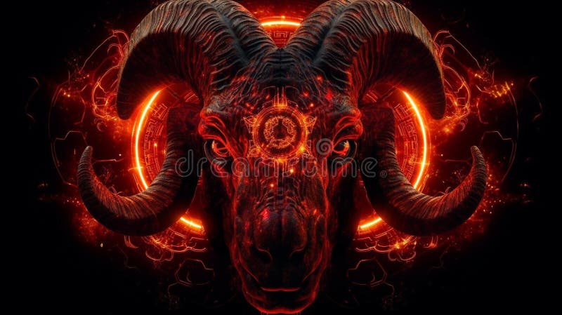 Fiery Aries Ram Symbol Ai Generated Stock Illustration - Illustration ...