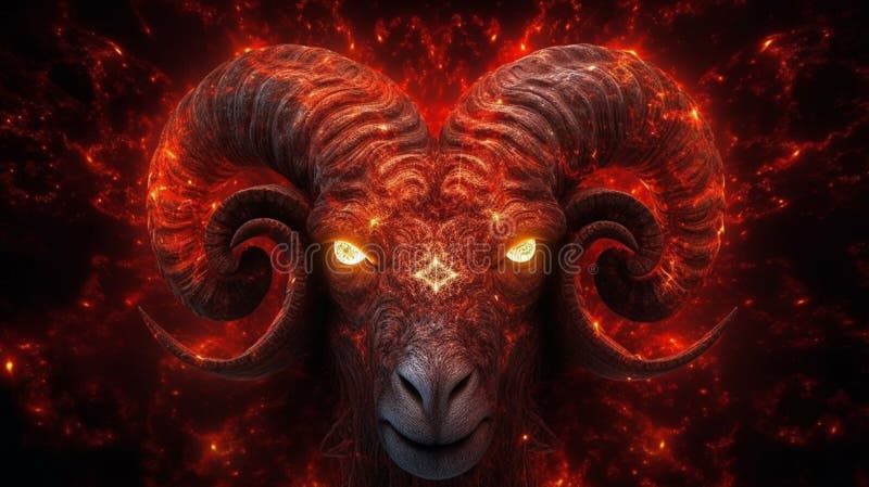 Fiery Aries Ram Symbol Ai Generated Stock Illustration - Illustration ...