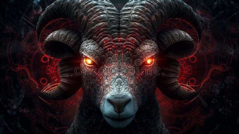 Fiery Aries Ram Symbol Ai Generated Stock Illustration - Illustration ...