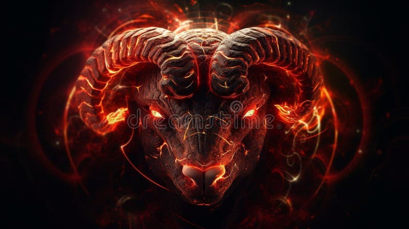 Fiery Aries Ram Symbol Ai Generated Stock Illustration - Illustration ...