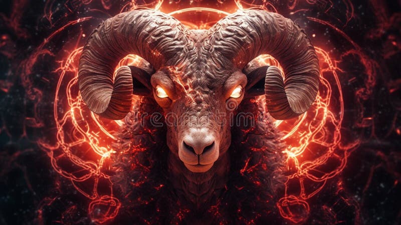 Fiery Aries Ram Symbol Ai Generated Stock Illustration - Illustration ...