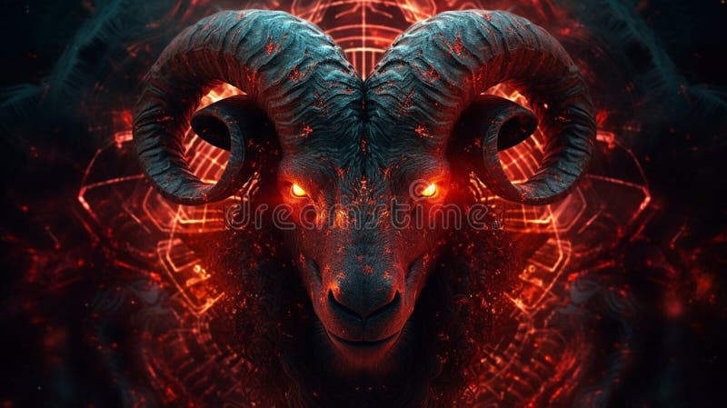 Fiery Aries Ram Symbol Ai Generated Stock Illustration - Illustration ...