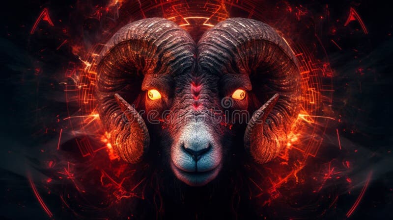 Fiery Aries Ram Symbol Ai Generated Stock Illustration - Illustration ...