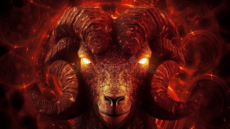 Fiery Aries Ram Symbol Ai Generated Stock Illustration - Illustration ...
