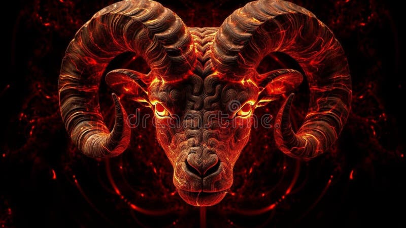 Fiery Aries Ram Symbol Ai Generated Stock Illustration - Illustration ...