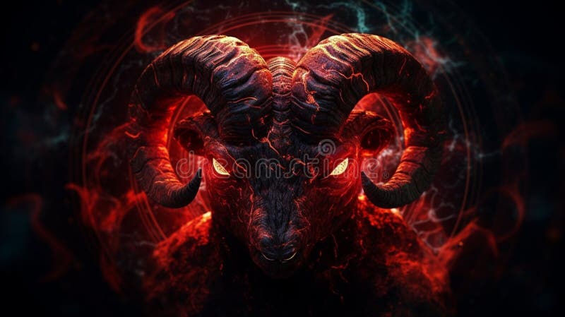 Fiery Aries Ram Symbol Ai Generated Stock Illustration - Illustration ...