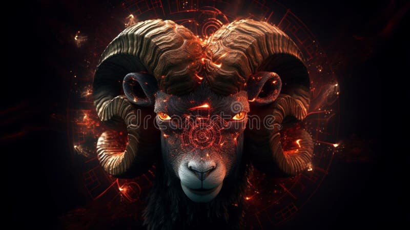 Fiery Aries Ram Symbol Ai Generated Stock Illustration - Illustration ...