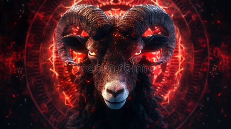 Fiery Aries Ram Symbol Ai Generated Stock Illustration - Illustration ...