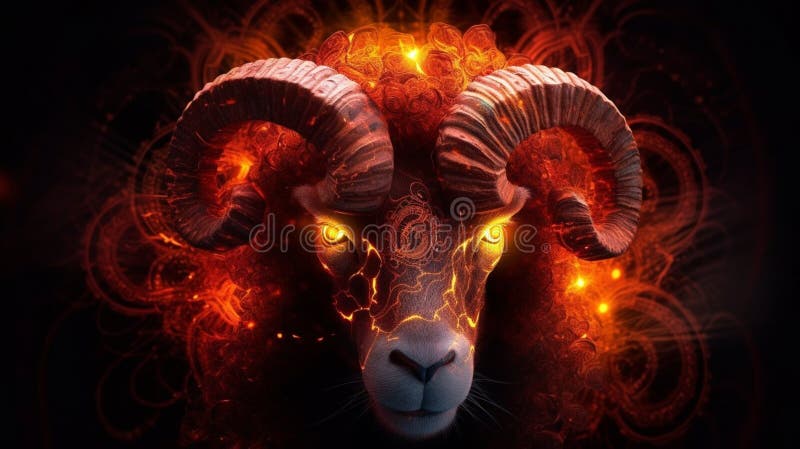 Fiery Aries Ram Symbol Ai Generated Stock Illustration - Illustration ...