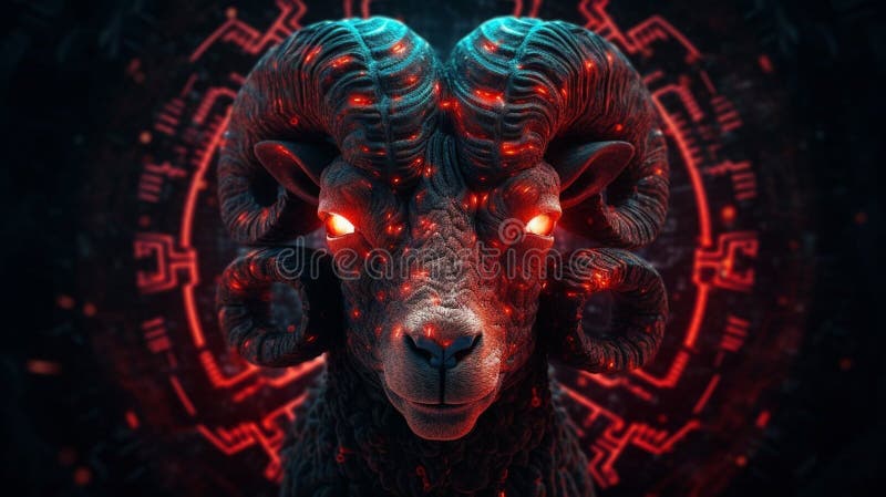 Fiery Aries Ram Symbol Ai Generated Stock Illustration - Illustration ...