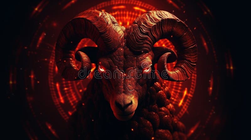 Fiery Aries Ram Symbol Ai Generated Stock Illustration - Illustration ...