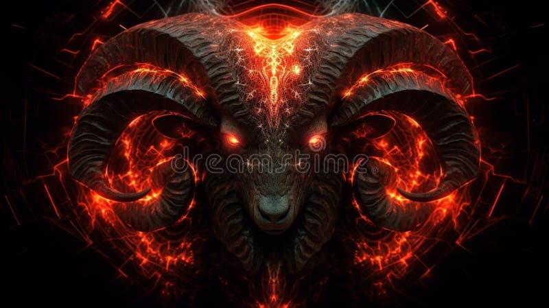 Fiery Aries Ram Symbol Ai Generated Stock Illustration - Illustration ...