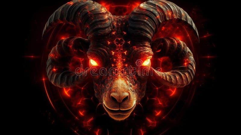 Fiery Aries Ram Symbol Ai Generated Stock Illustration - Illustration ...