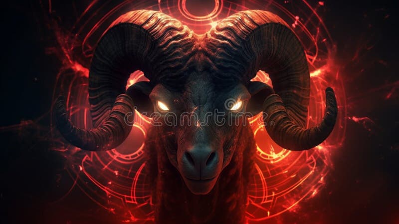 Fiery Aries Ram Symbol Ai Generated Stock Illustration - Illustration ...
