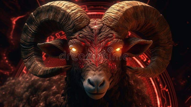 Fiery Aries Ram Symbol Ai Generated Stock Illustration - Illustration ...