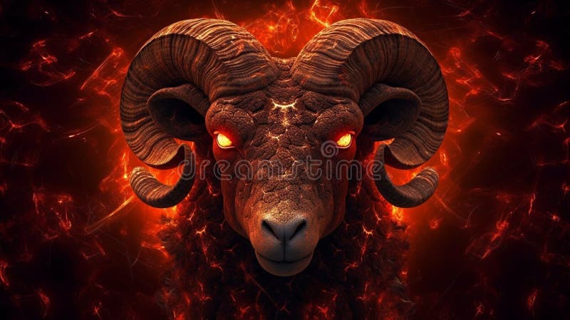 Fiery Aries Ram Symbol Ai Generated Stock Illustration - Illustration ...