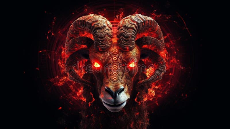 Fiery Aries Ram Symbol Ai Generated Stock Illustration - Illustration ...