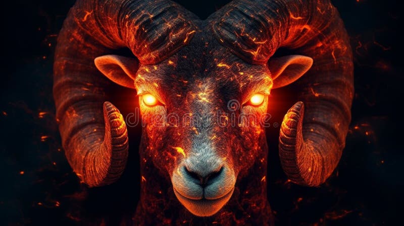Fiery Aries Ram Symbol Ai Generated Stock Illustration - Illustration ...
