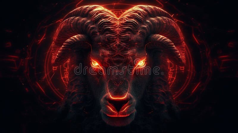 Fiery Aries Ram Symbol Ai Generated Stock Illustration - Illustration ...