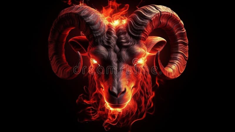 Fiery Aries Ram Symbol Ai Generated Stock Illustration - Illustration ...